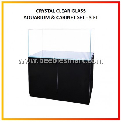 CRYSTAL CLEAR GLASS AQUARIUM AND CABINET SET - 3 FT