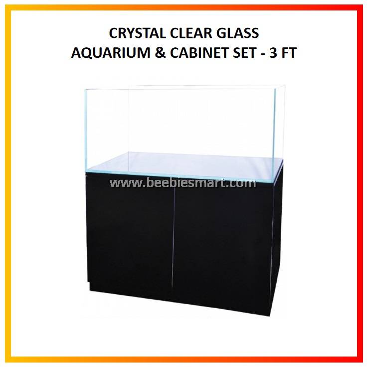 CRYSTAL CLEAR GLASS AQUARIUM AND CABINET SET - 3 FT