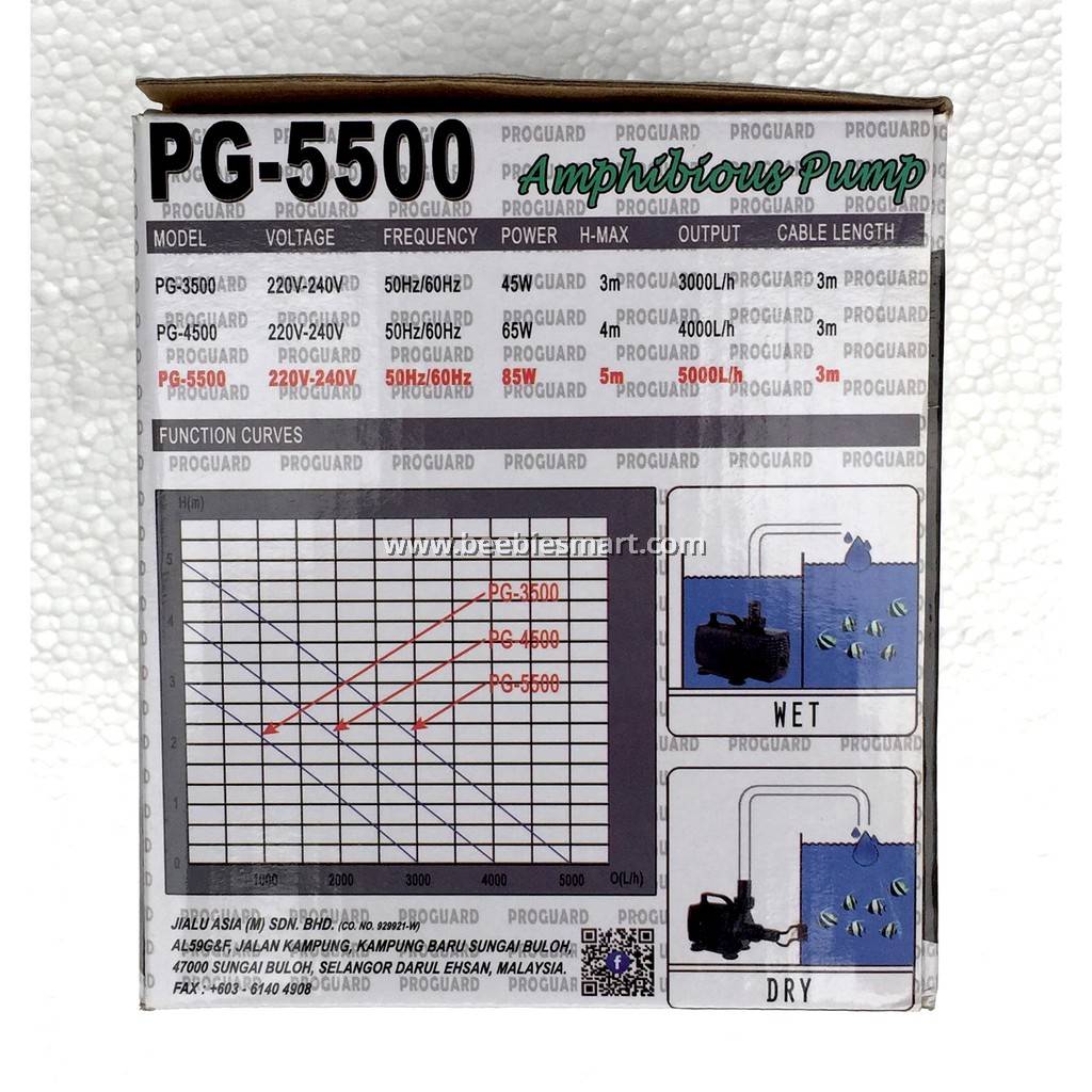 PROGUARD PG5500 SUBMERSIBLE PUMP 5000L/H 85W