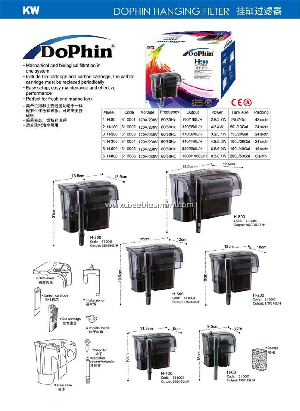 DOPHIN H300 HANGING FILTER