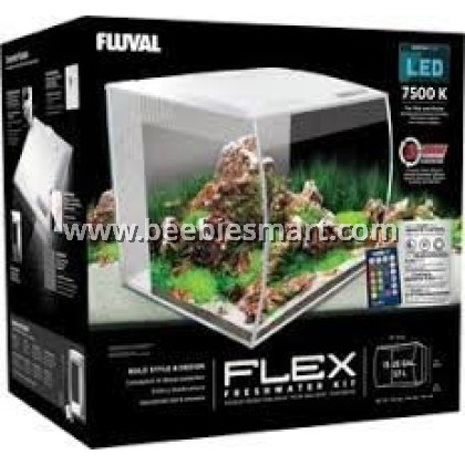 Fluval FLEX 9G aquarium white 9-gallon glass aquarium Fluval FLEX curved aquarium white LED ...