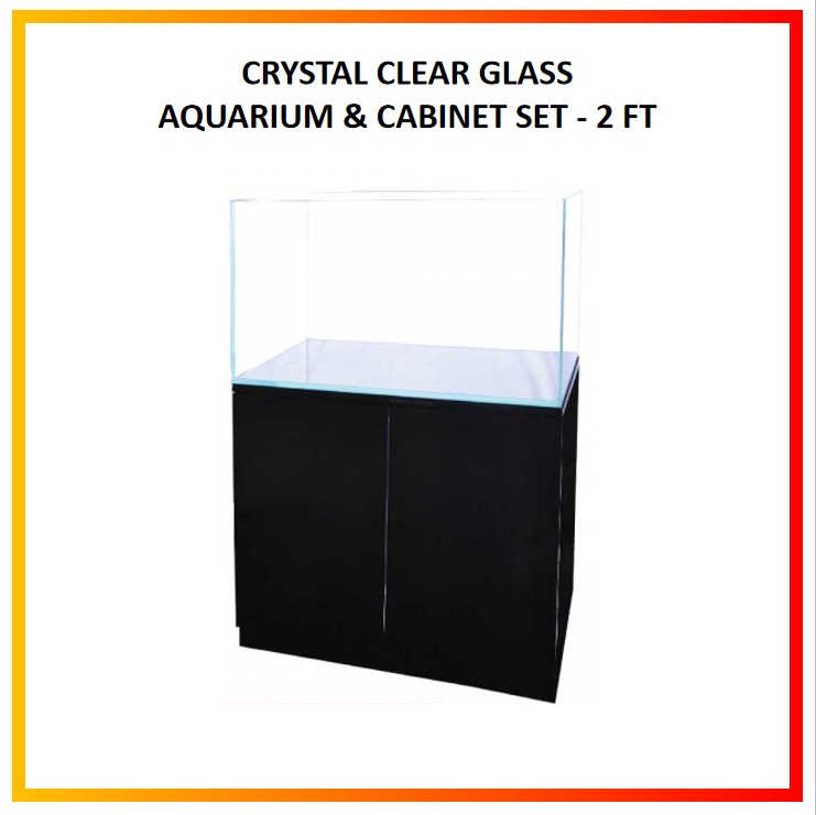 CRYSTAL CLEAR GLASS AQUARIUM AND CABINET SET - 2 FT